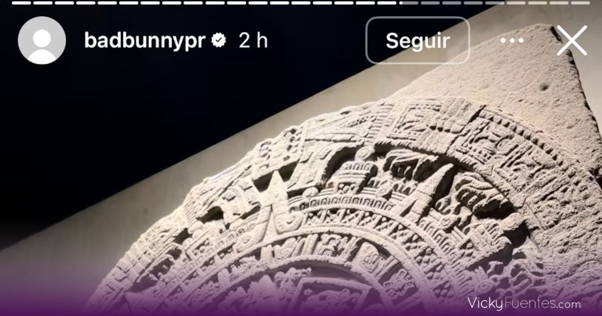 INAH llama la atención a Bad Bunny por tocar pieza arqueológica